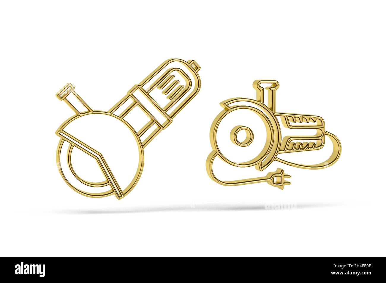 Golden 3d grinder icon isolated on white background - 3d render Stock ...