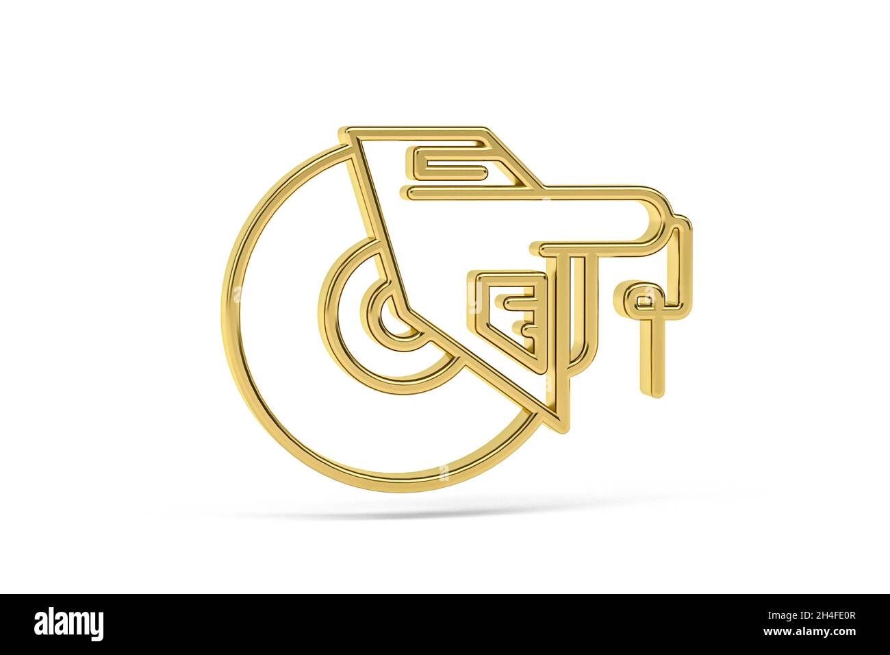 Golden 3d grinder icon isolated on white background - 3d render Stock ...