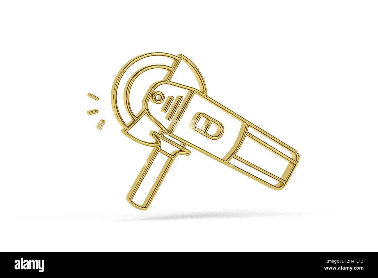 Golden 3d grinder icon isolated on white background - 3d render Stock ...