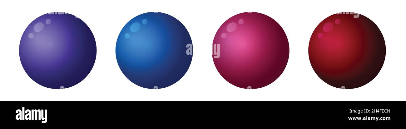 Set with glass colorful balls. Glossy realistic ball, 3D abstract ...