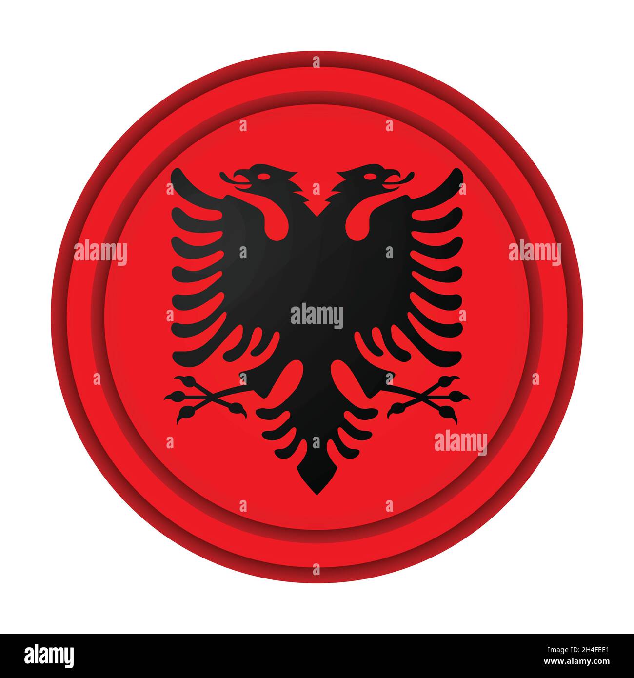 Glass light ball with flag of Albania. Round sphere, template icon ...