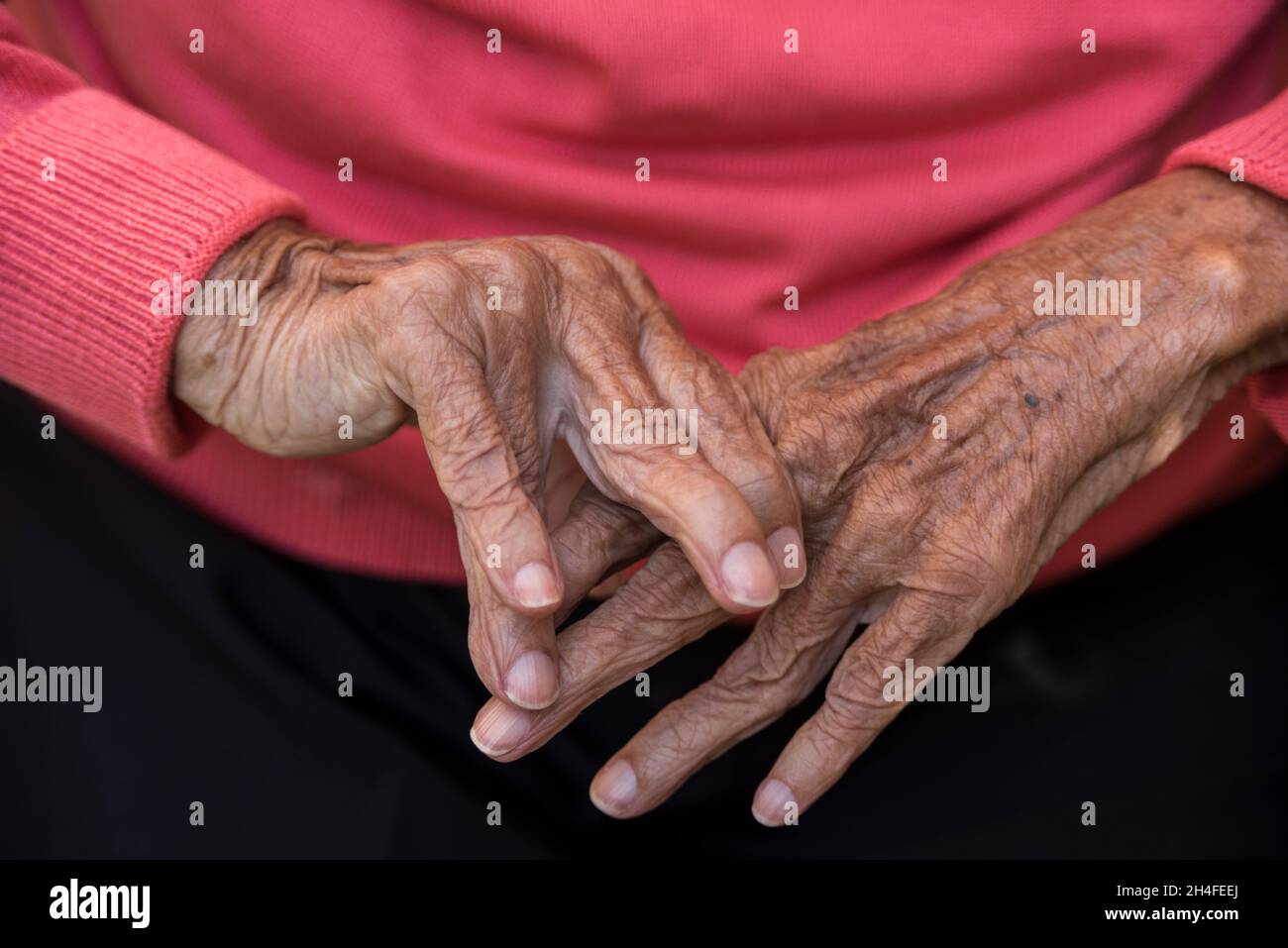 Elderly woman's hands Stock Photo - Alamy