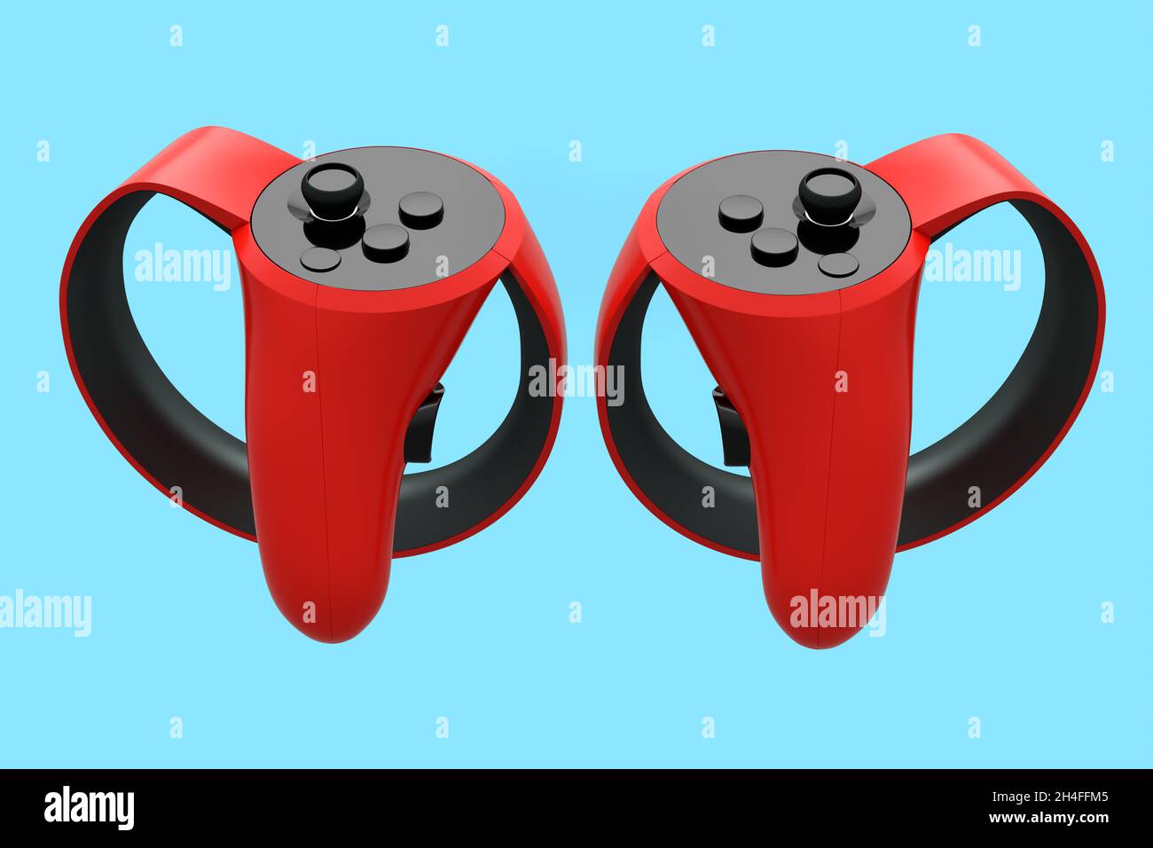 Virtual reality red controllers for online and cloud gaming on blue ...