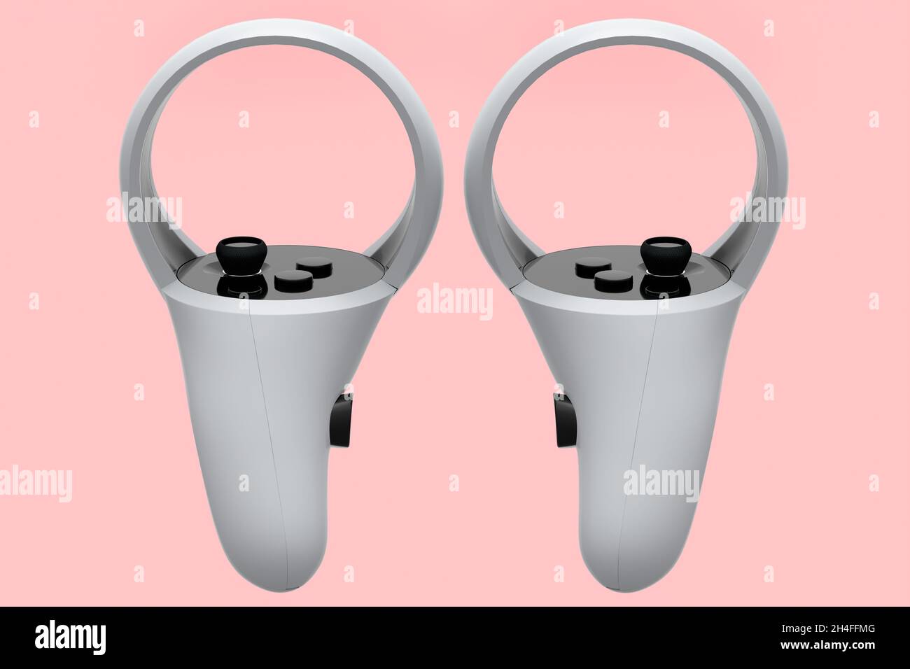 Virtual reality white controllers for online and cloud gaming on pink ...