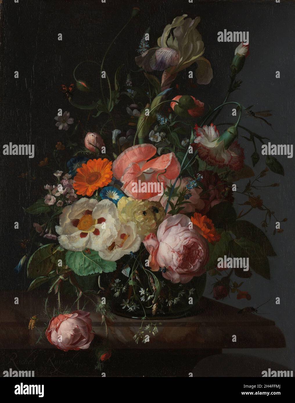 Still Life with Flowers on a Marble Tabletop, Rachel Ruysch ...