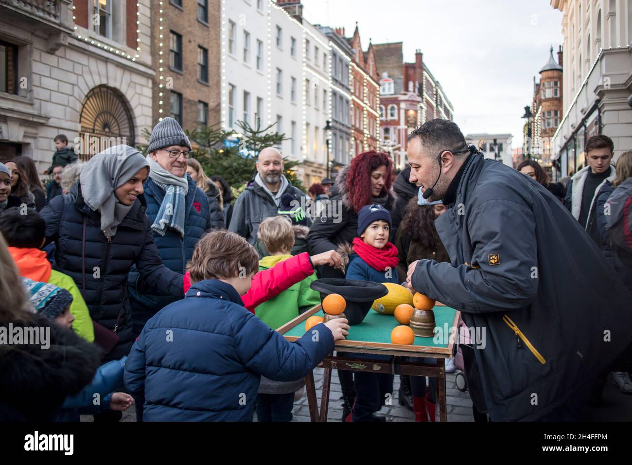 London, UK - July 17, 2019. Unidentified street magican performer at ...