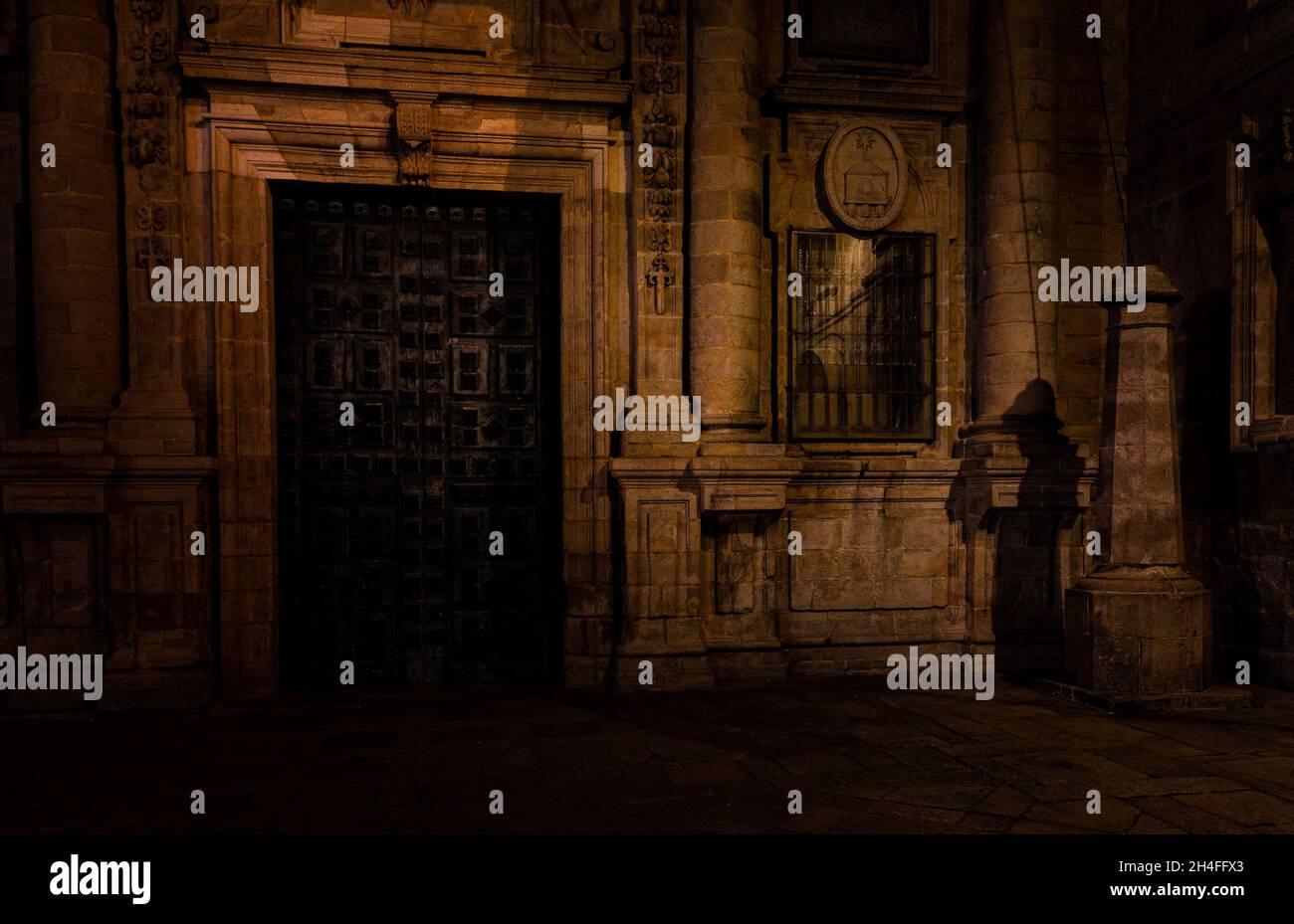 The iconic hidden Pilgrim Shadow in the wall of the Santiago de ...