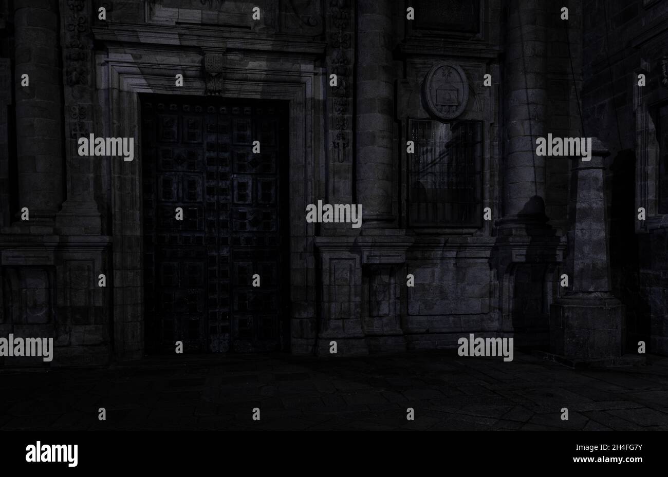 The iconic hidden Pilgrim Shadow in the wall of the Santiago de ...