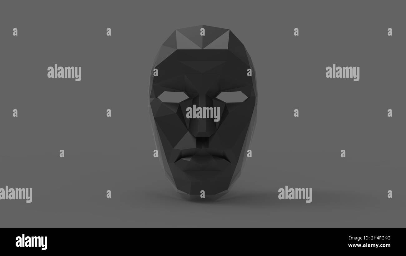 3D rendering of a mysterious masquerade dark face mask isolated on a ...