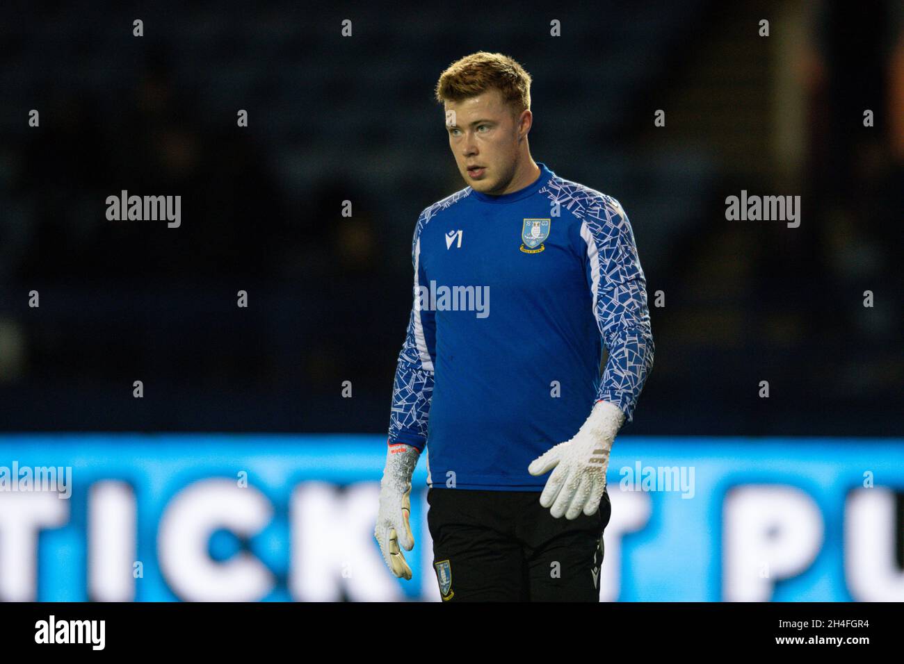 Bailey Peacock-Farrell #1 of Sheffield Wednesday warming up before the ...