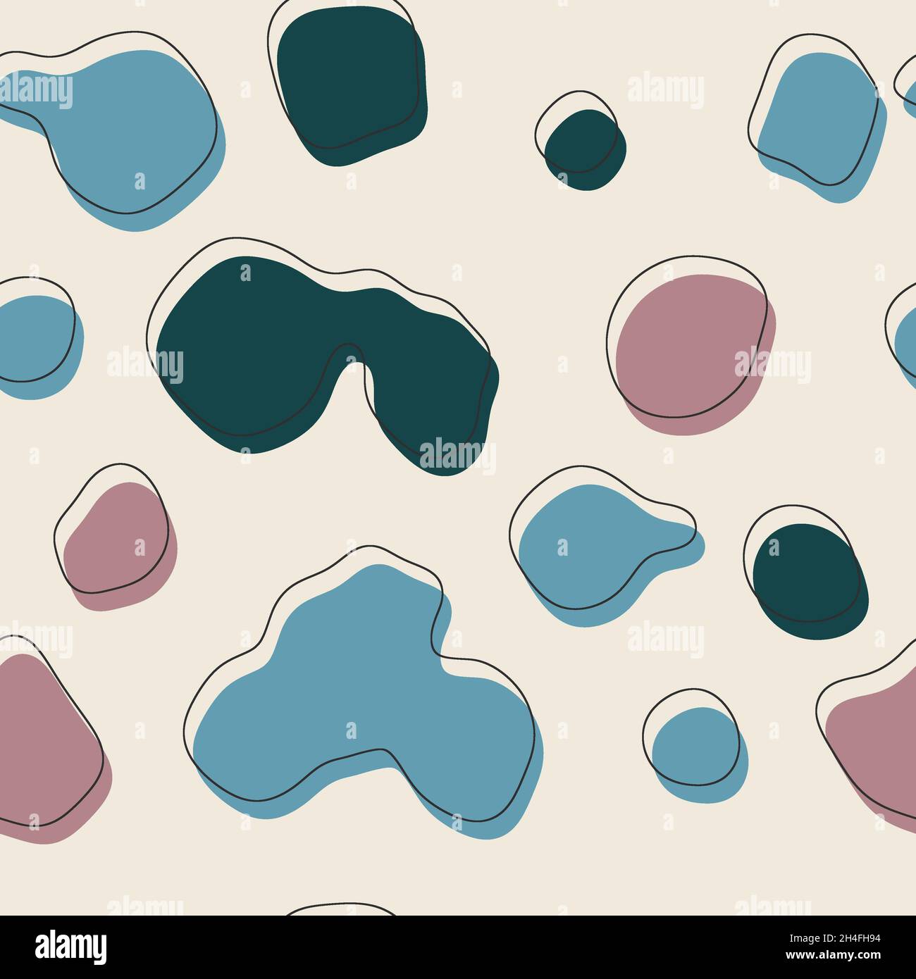 Seamless abstract organic blog shapes in various colors with offset ...