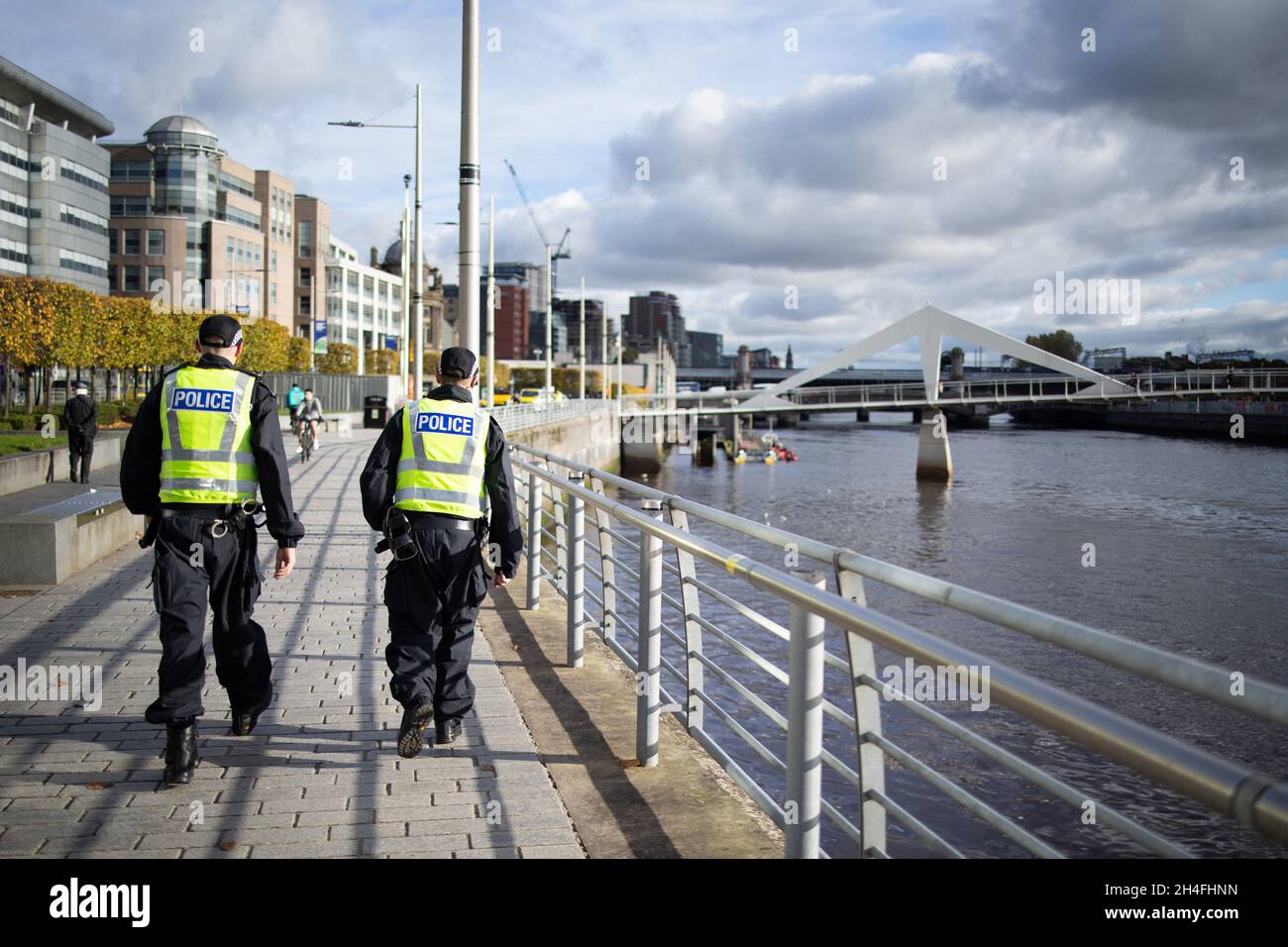 Police forces walking in Glasgow Streets during the COP26 UN Climate ...