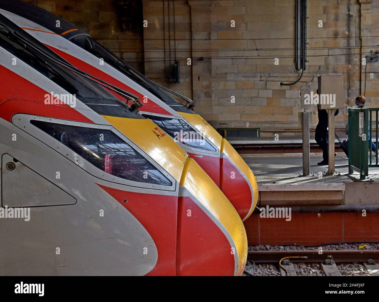 A pair of LNER Railway 800 Class Azuma electric trains at Edinburgh ...