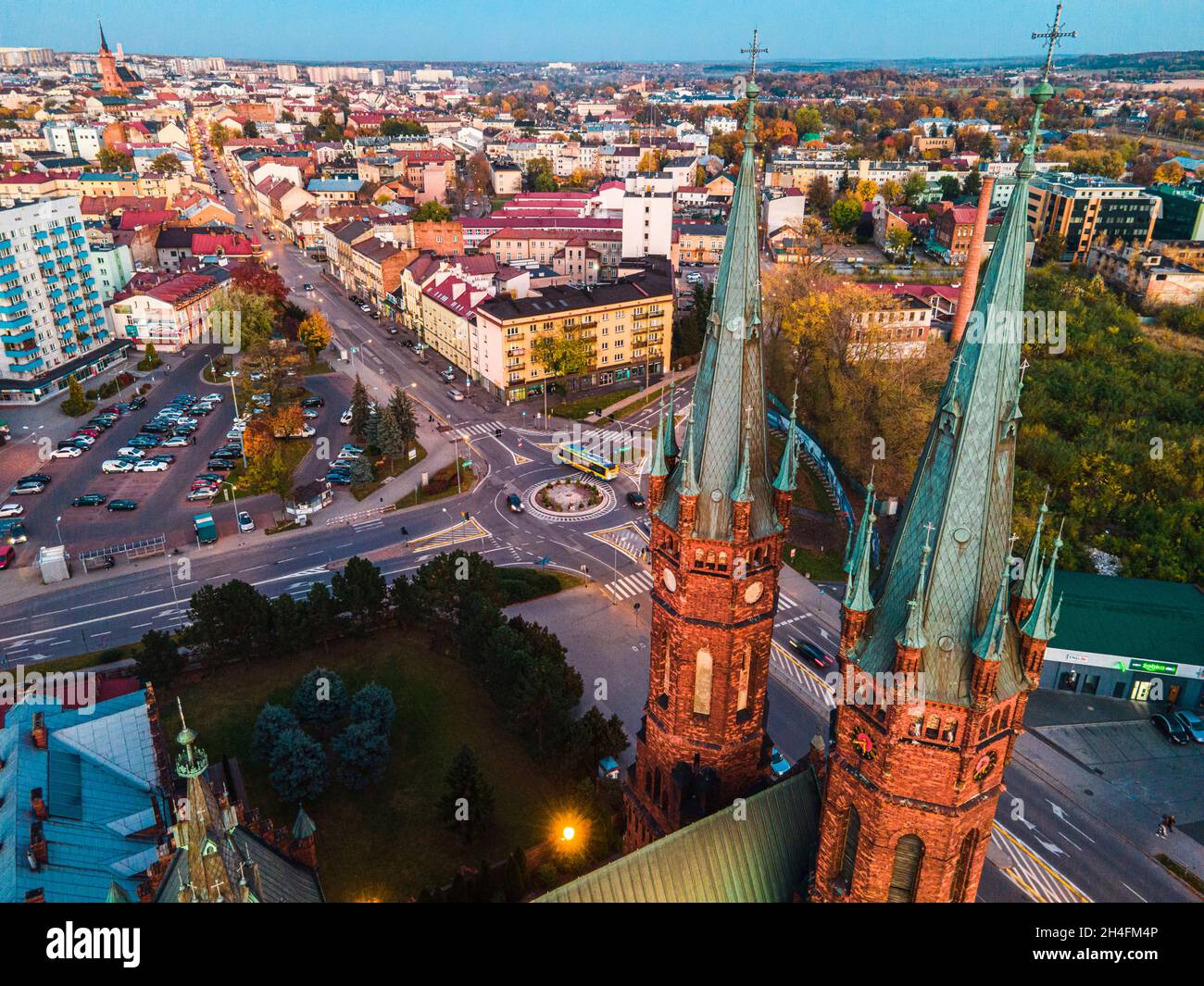 Cathedral of Holy Family in Tarnow, Poland. Top Down Drone Aerial View ...