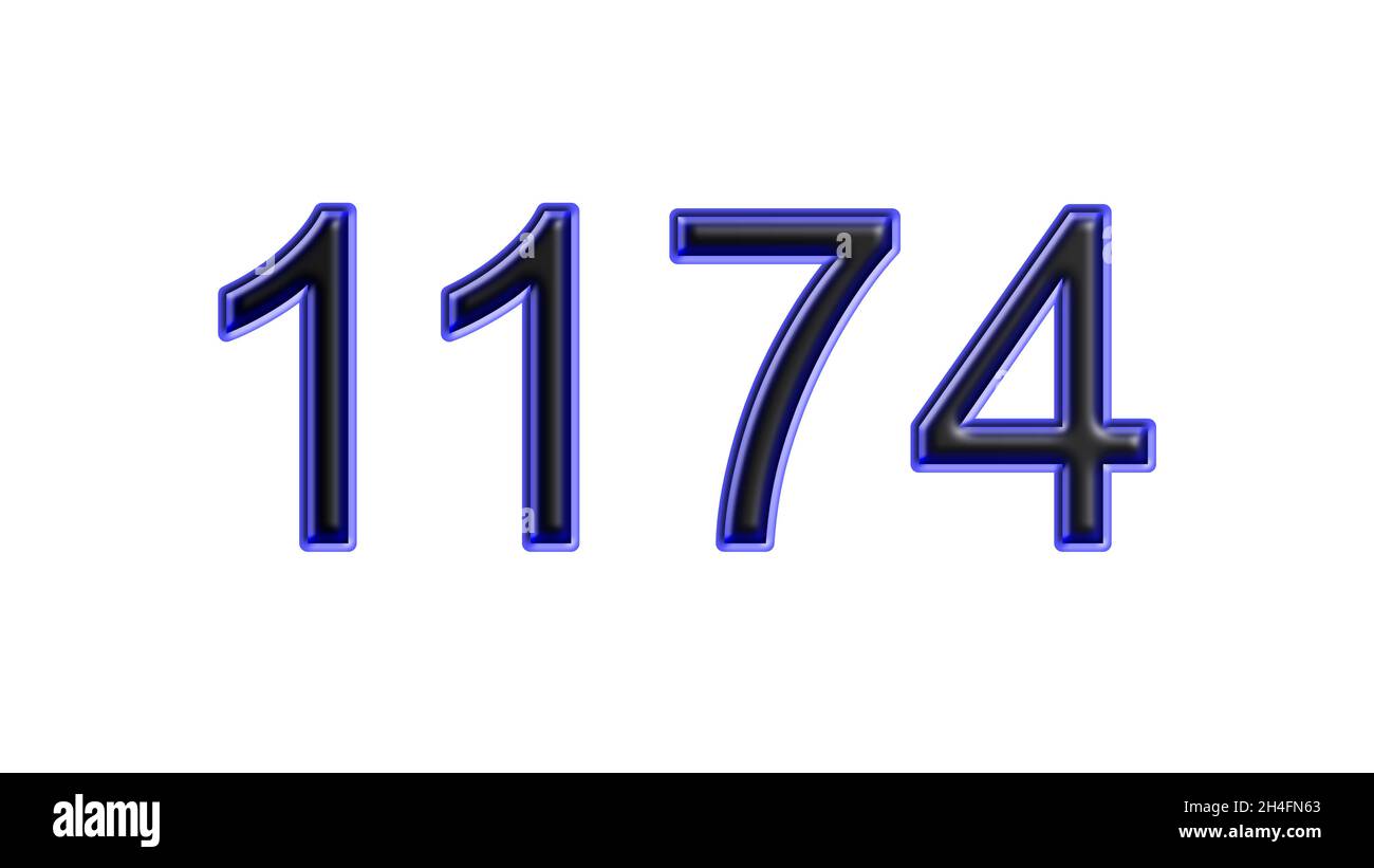 blue 1174 number 3d effect white background Stock Photo - Alamy
