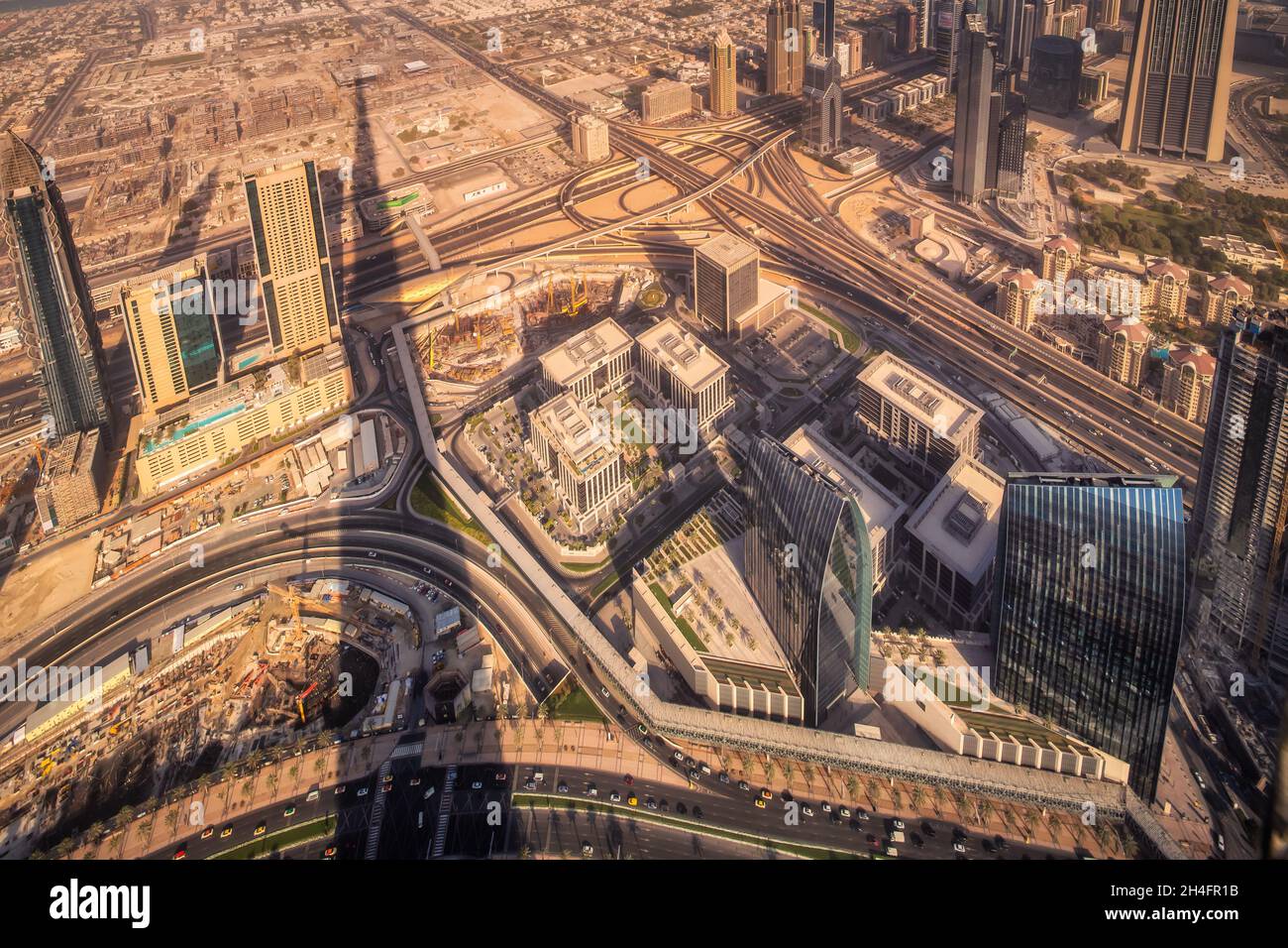 View of Sheikh Zayed Road skyscrapers and Dubai downtown from Burj ...