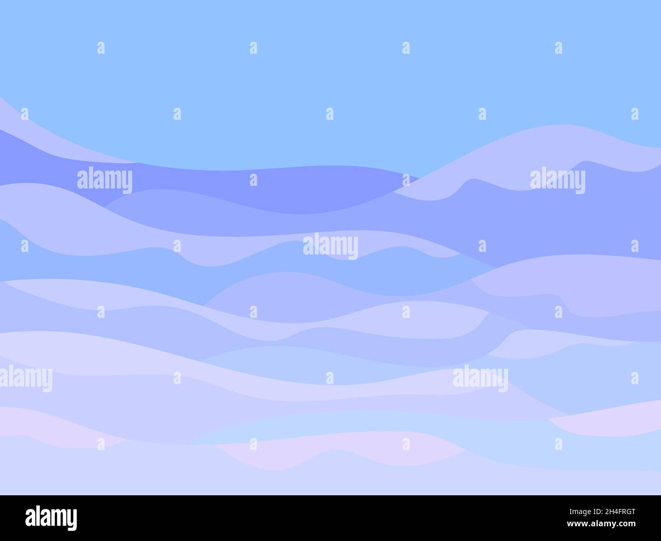 Winter landscape with snowy hills. Mountain landscape in a flat style ...