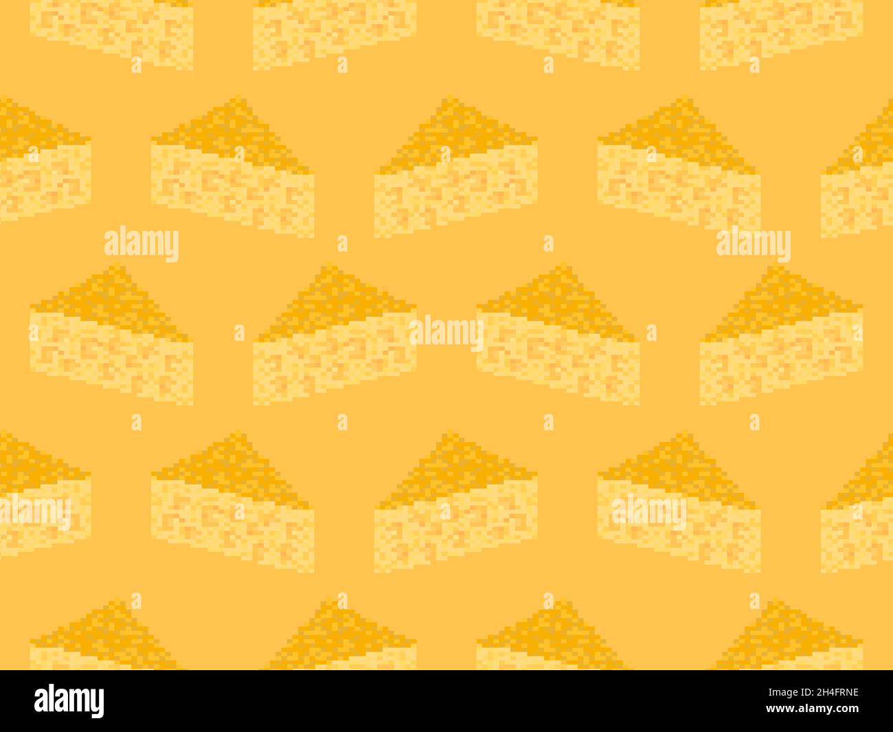 Pixel cheese seamless pattern. 8 bit slices of cheese with holes, retro ...