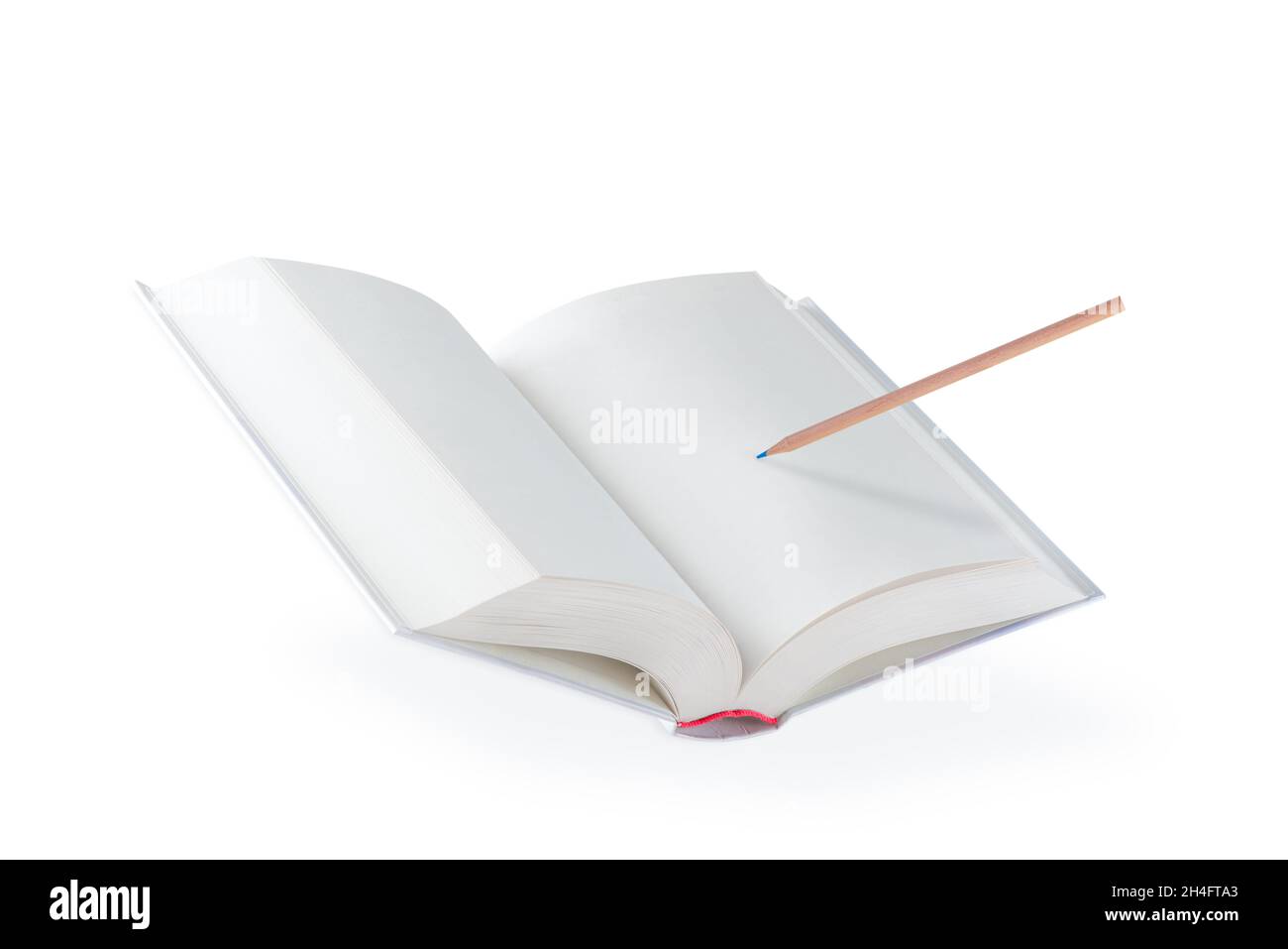 White open book. A blank white book floats in the air, casting a shadow ...