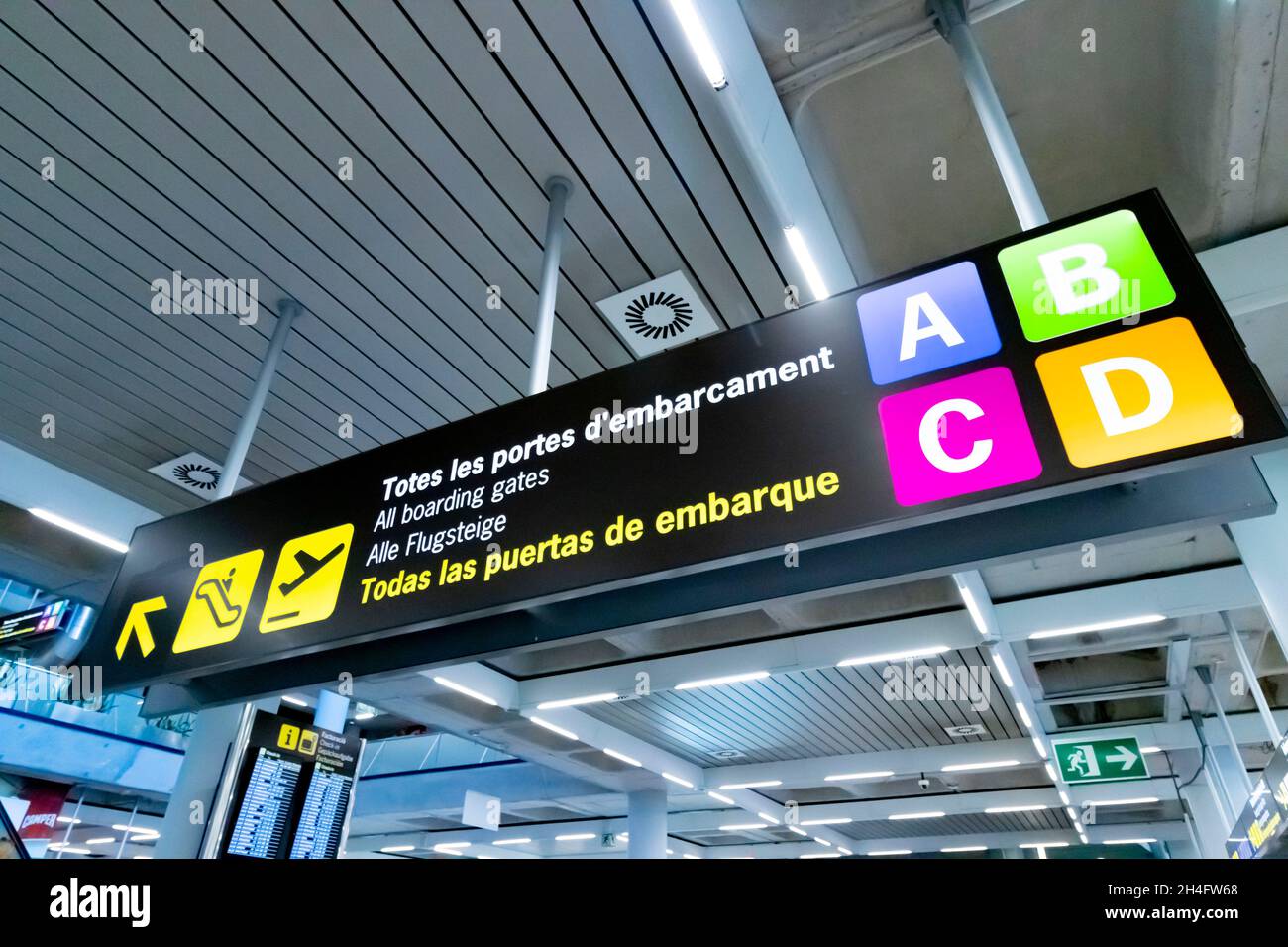 terminals direction sign hanging from ceiling in the terminal at Palma ...