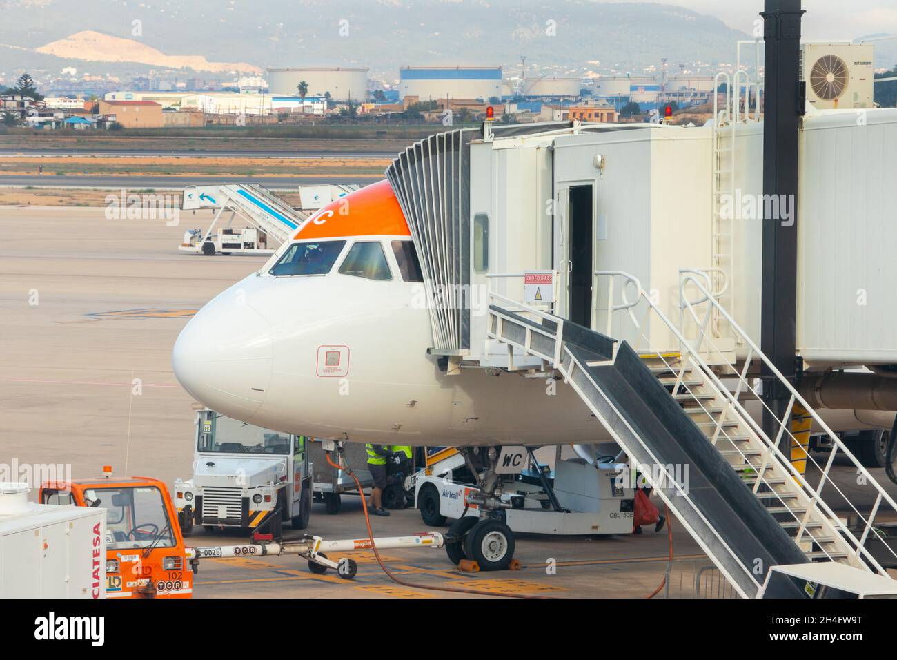 Easy Jet aircraft on ramp outside terminal ln Palma Airport Stock Photo ...