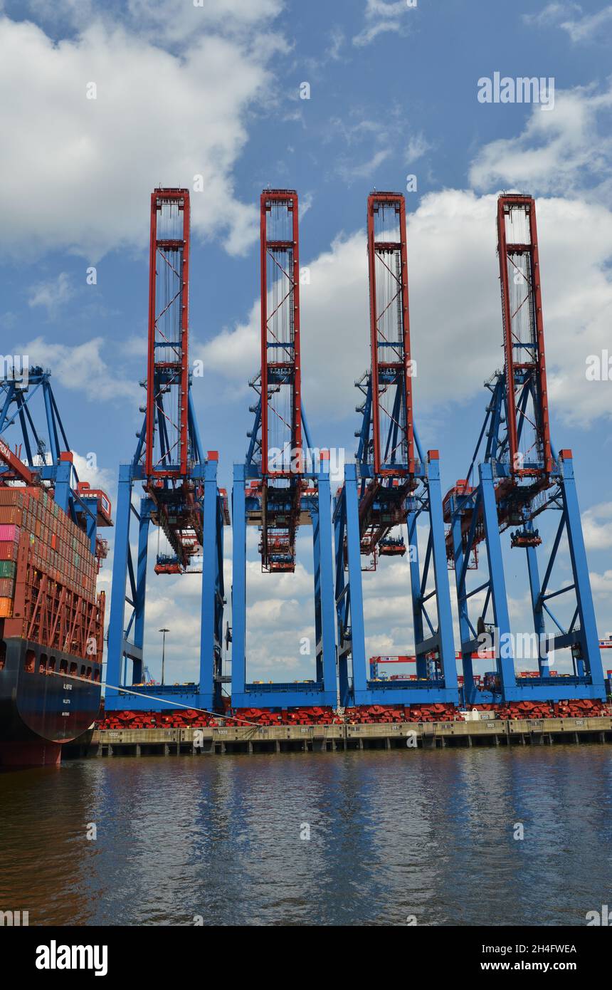Burchardkai Container Terminal In The Port Of Hamburg Stock Photo - Alamy