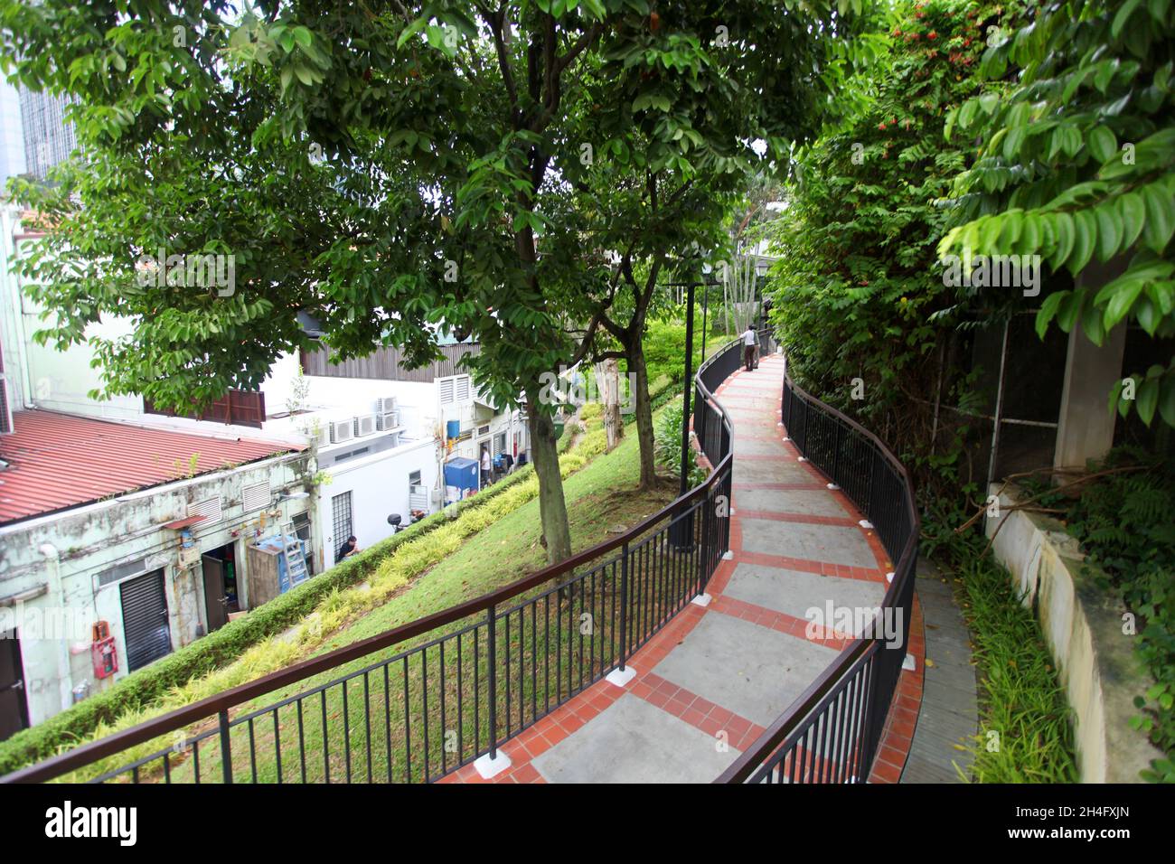 Ann Siang Hill Park in Singapore's Chinatown district. A public park ...