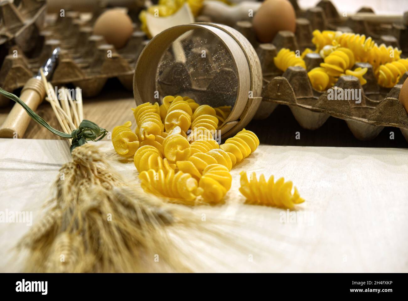 composition of fresh fusilli type pasta Stock Photo - Alamy