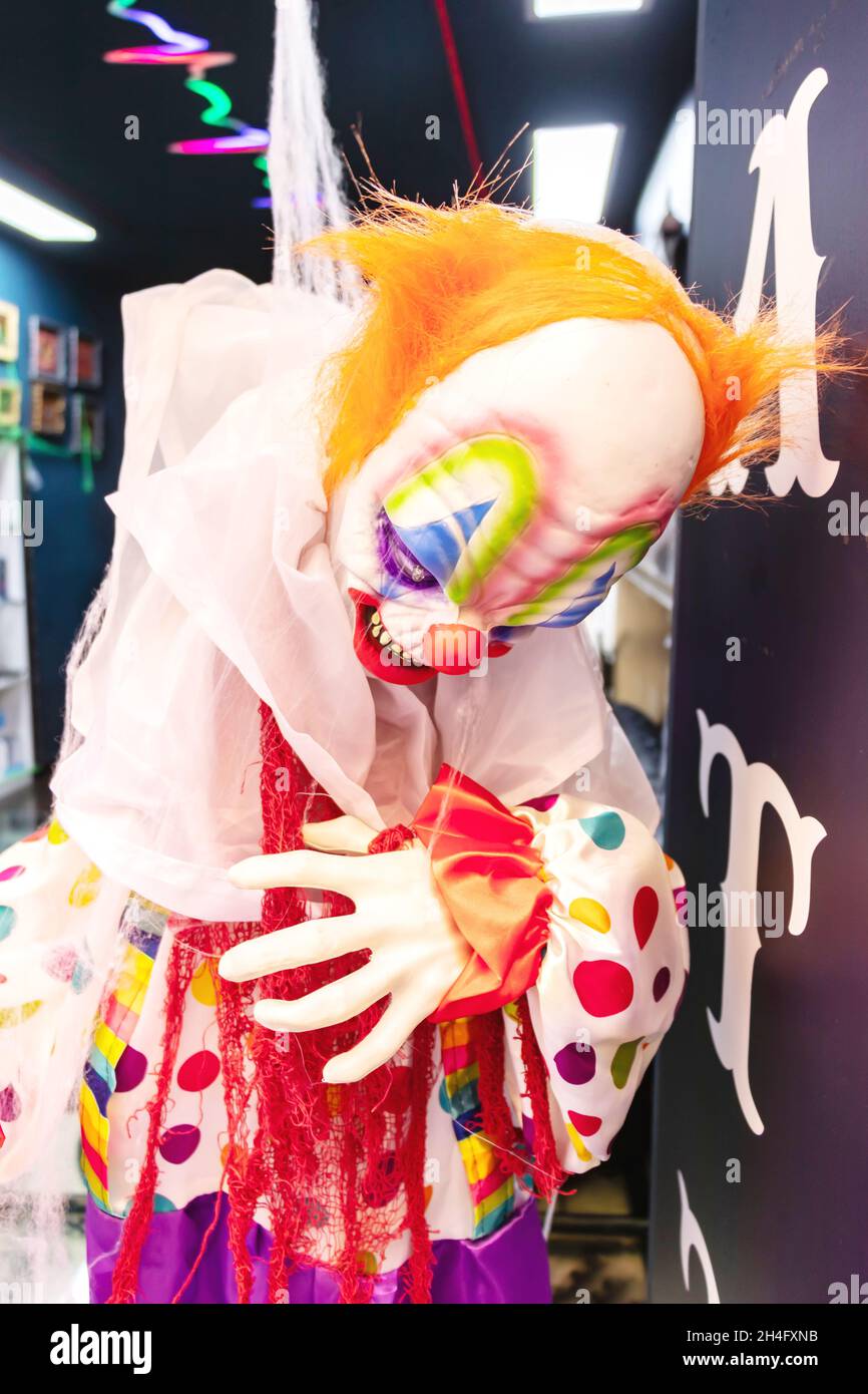 scary clown in market in Palma Mallorca Stock Photo - Alamy