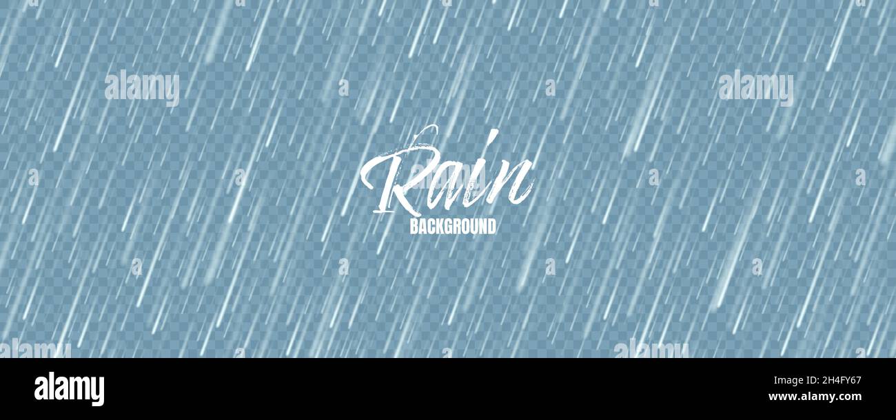 Realistic blue rain texture. Rainfall, water drops effect. Autumn wet ...