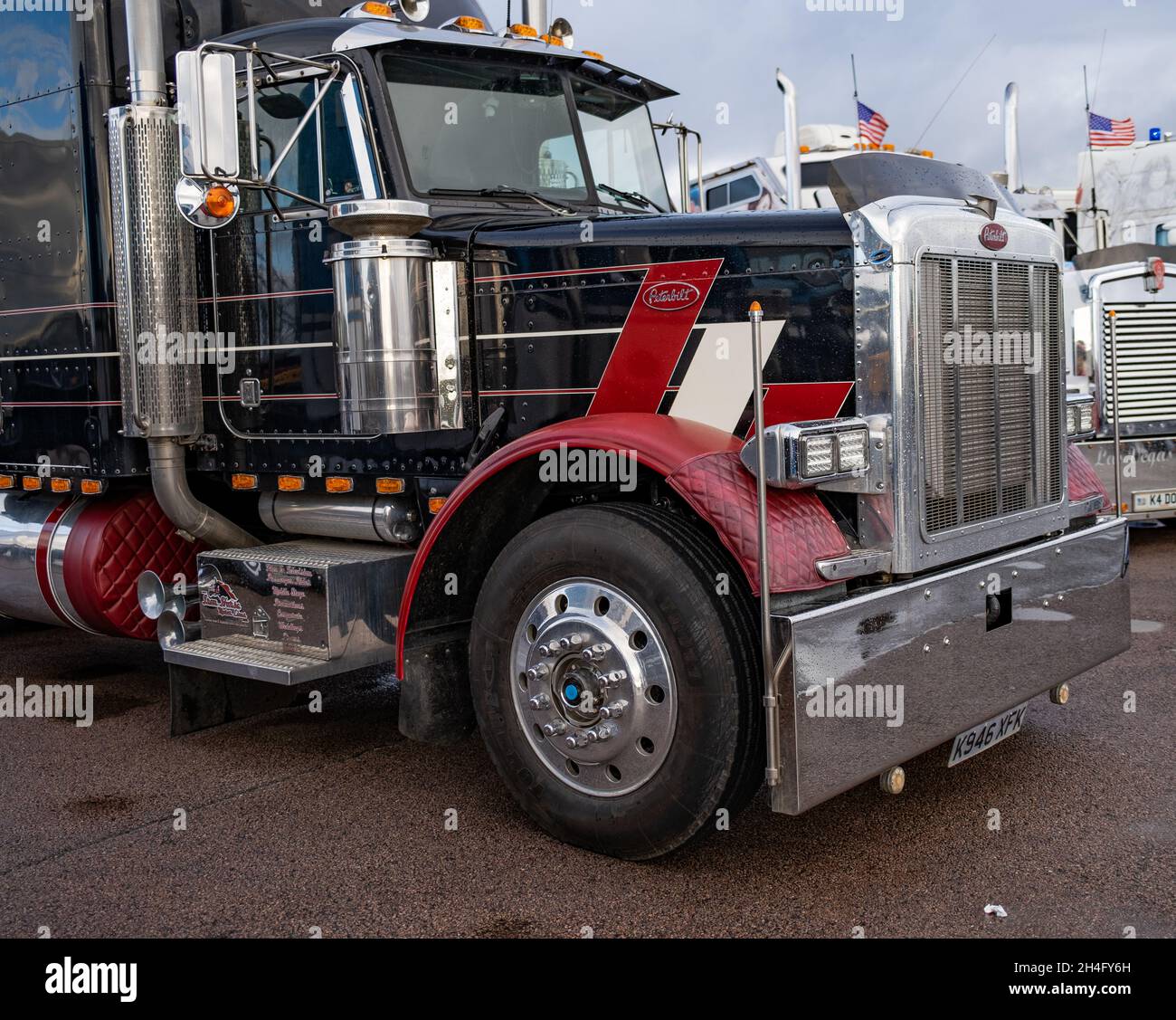 The front end of a big rig lorry used to transport a drag racing car to ...