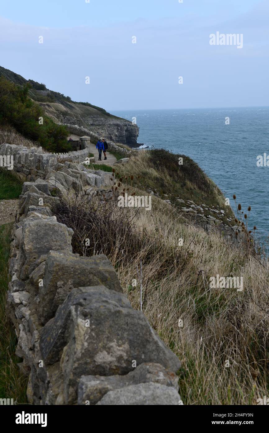 South West Coast Path and Cliffs at Durlston Country Park on the ...