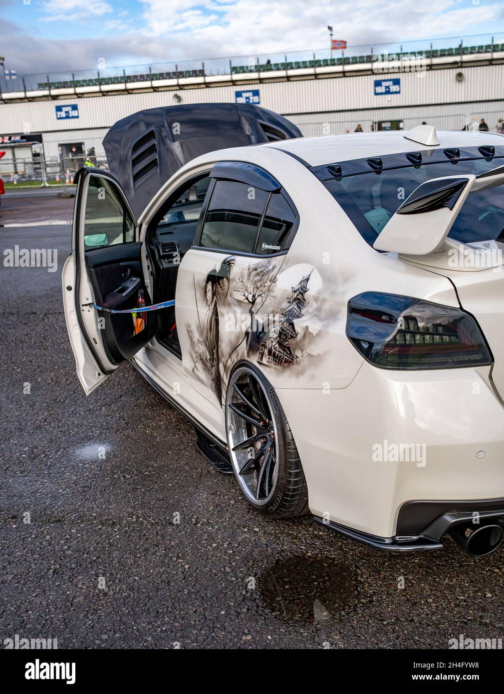 Customised sports car on show ready for judging at the Flame & Thunder ...