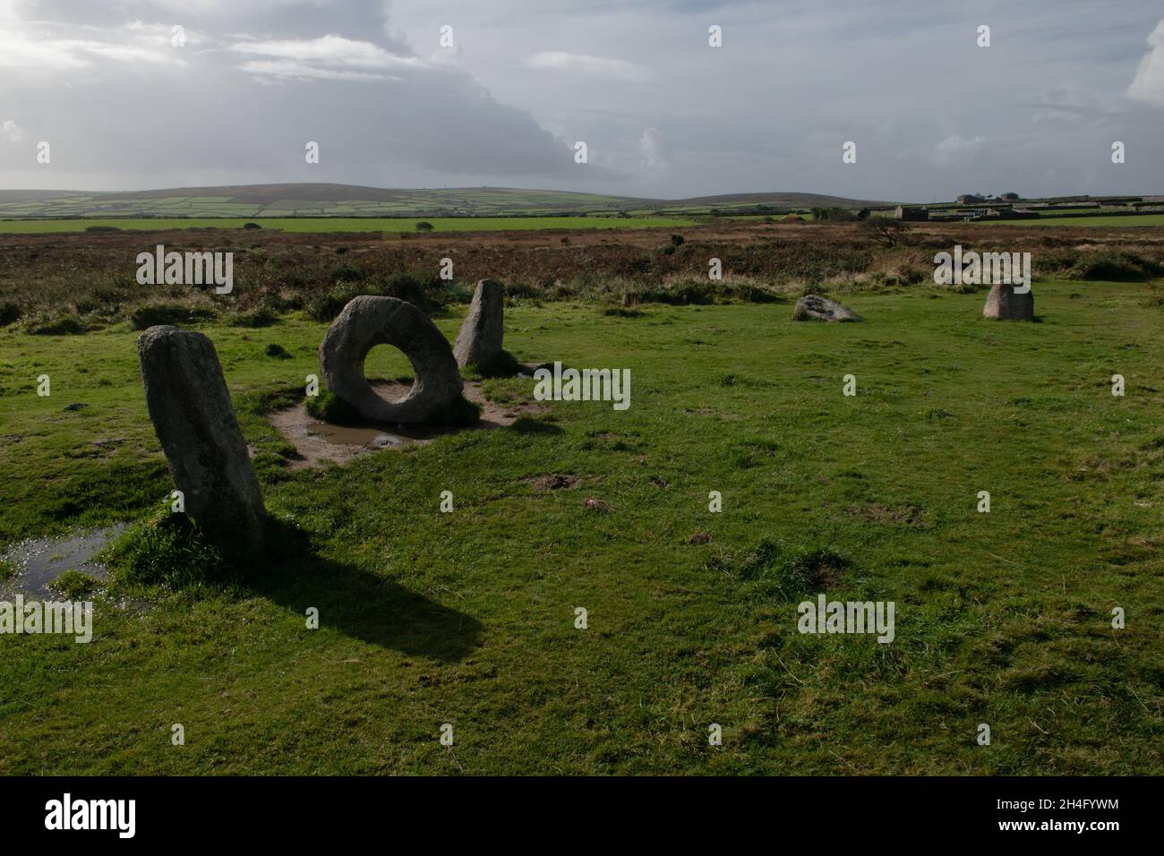 The Bronze Age monument, Men An Tol near Madron, Cornwall, England ...