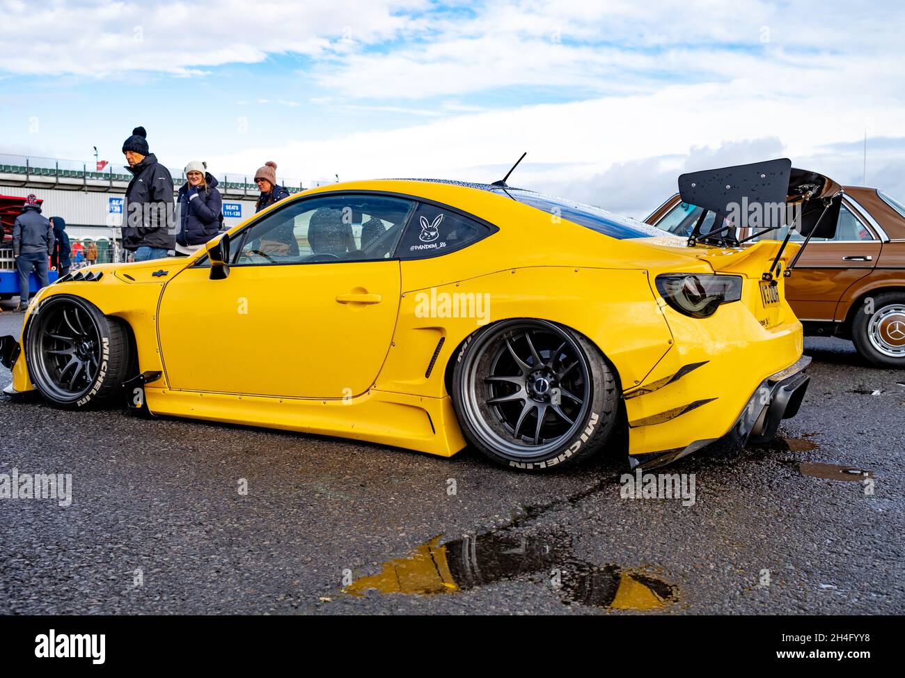 Customised yellow Toyota sports car on show ready for judging at the ...