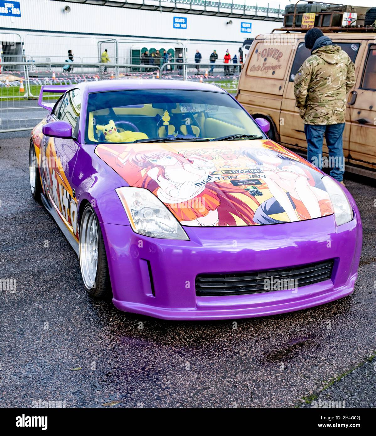 Customised sports car on show ready for judging at the Flame & Thunder ...