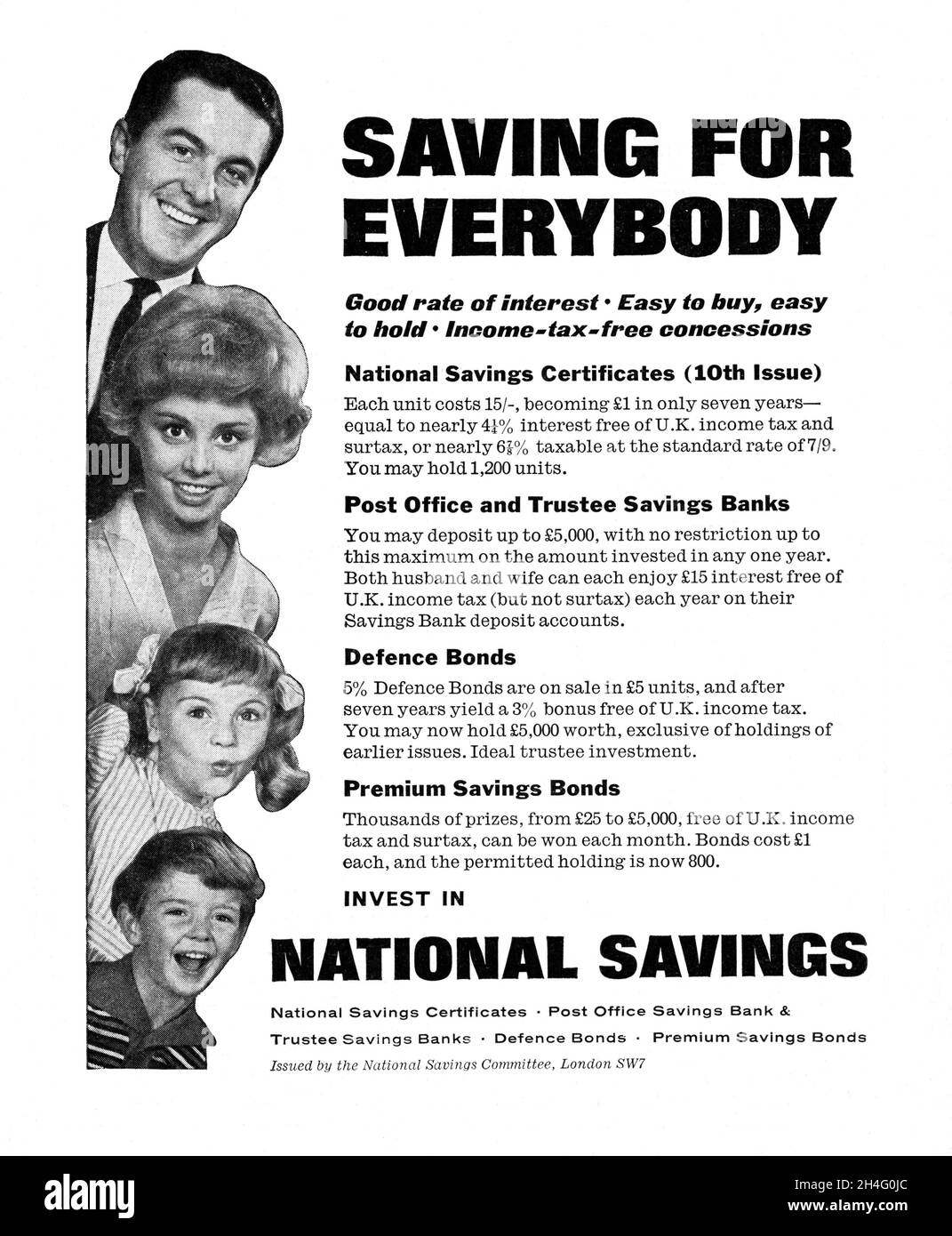 A 1950's advert for Government National Savings certificates and ...