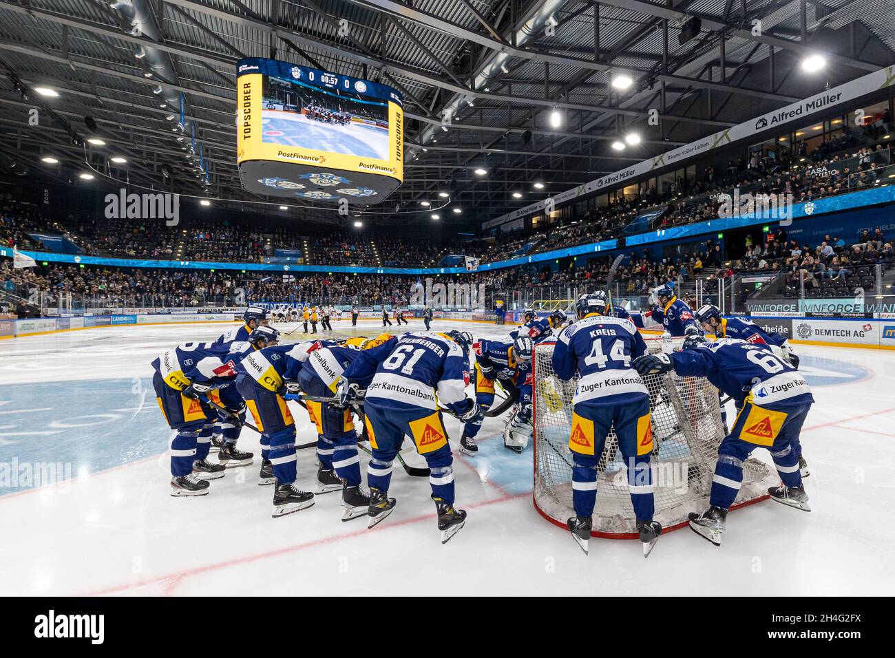 EVZ team before the National League Regular Season ice hockey game ...