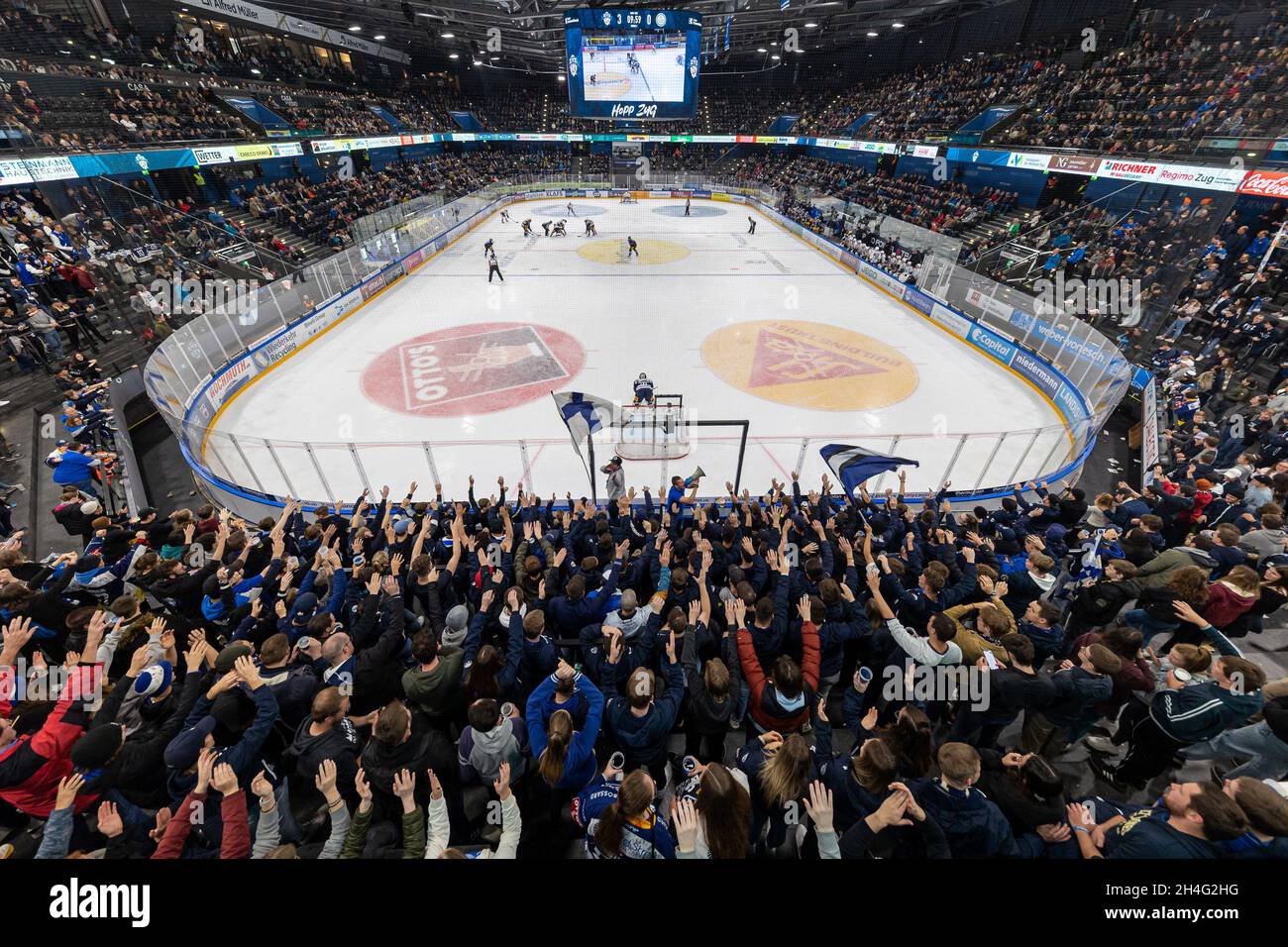 Zug fans in the Bossard Arena during the National League Regular Season ...