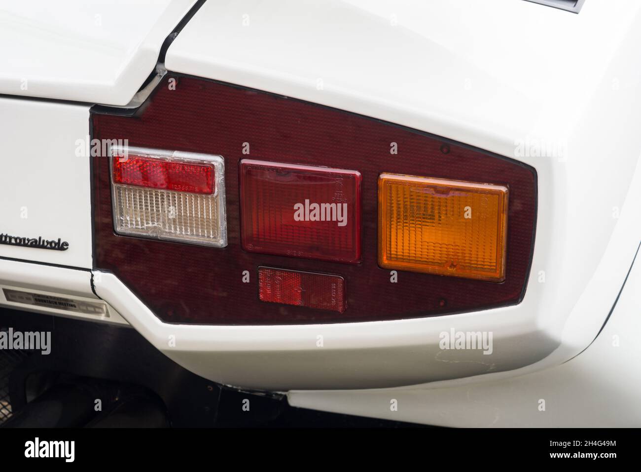 Close up detail of the rear light cluster on a Lamborghini Countach ...