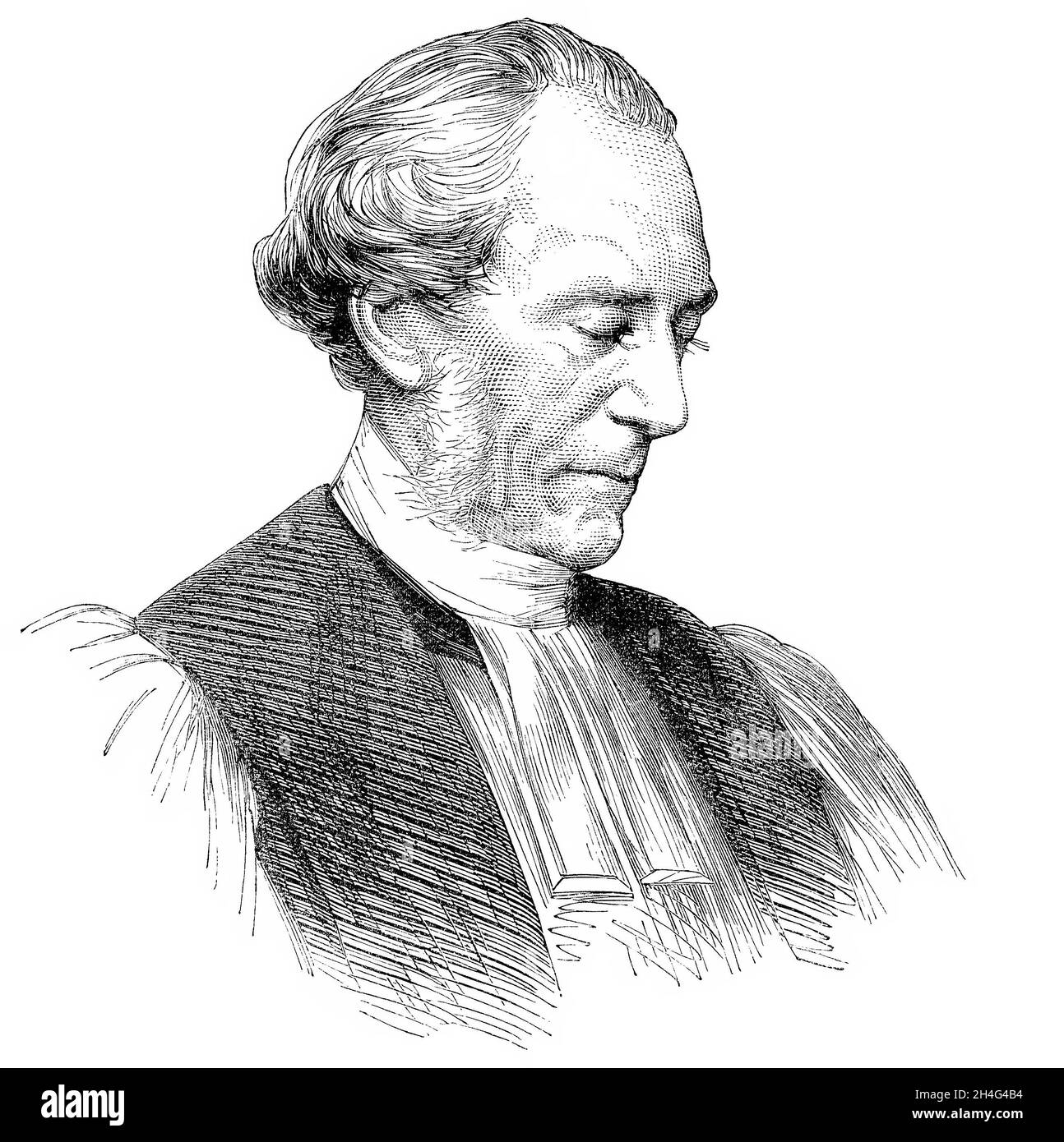 1887 vintage engraving of Charles Perry, the first Bishop of Melbourne ...