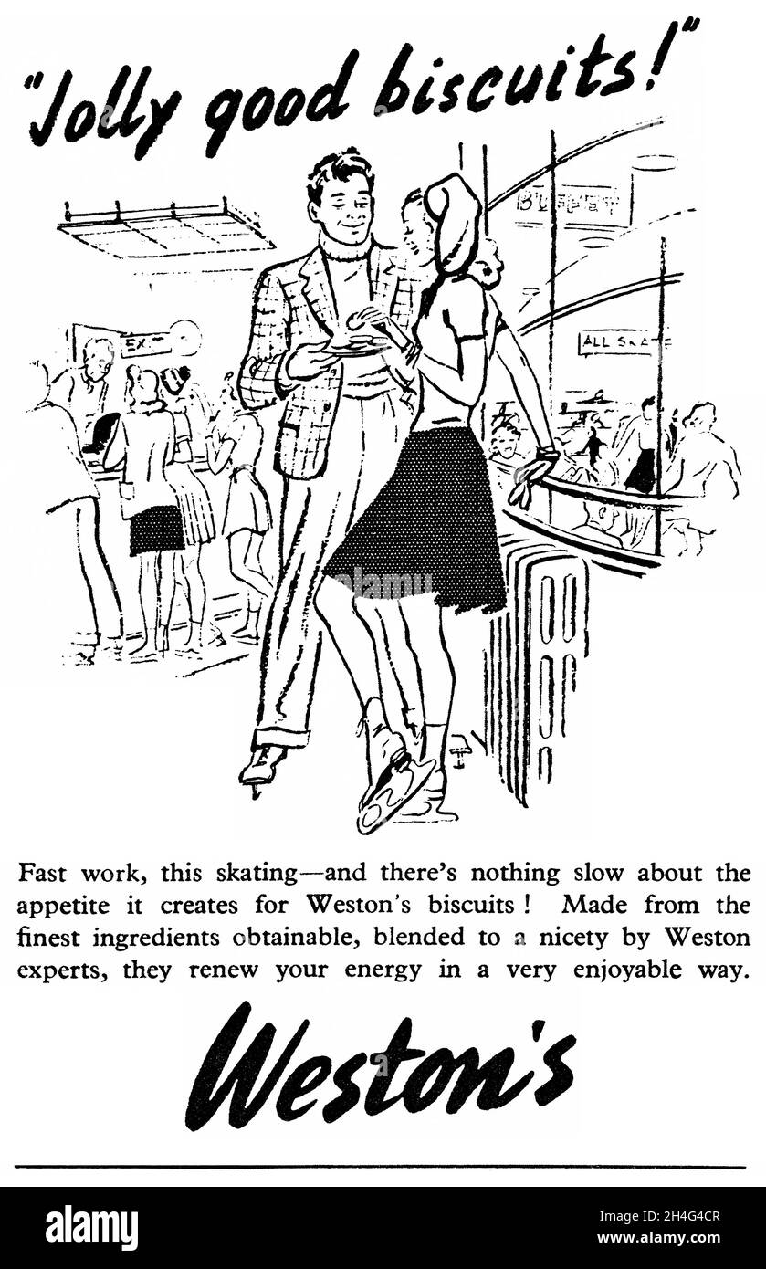 1947 British advertisement for Weston's biscuits Stock Photo - Alamy