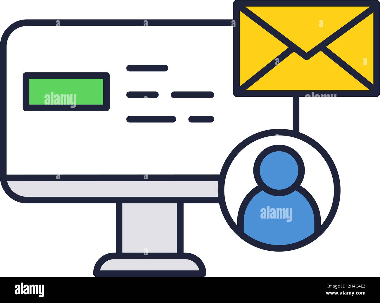 Mail icon vector email letter symbol on pc screen Stock Vector Image ...