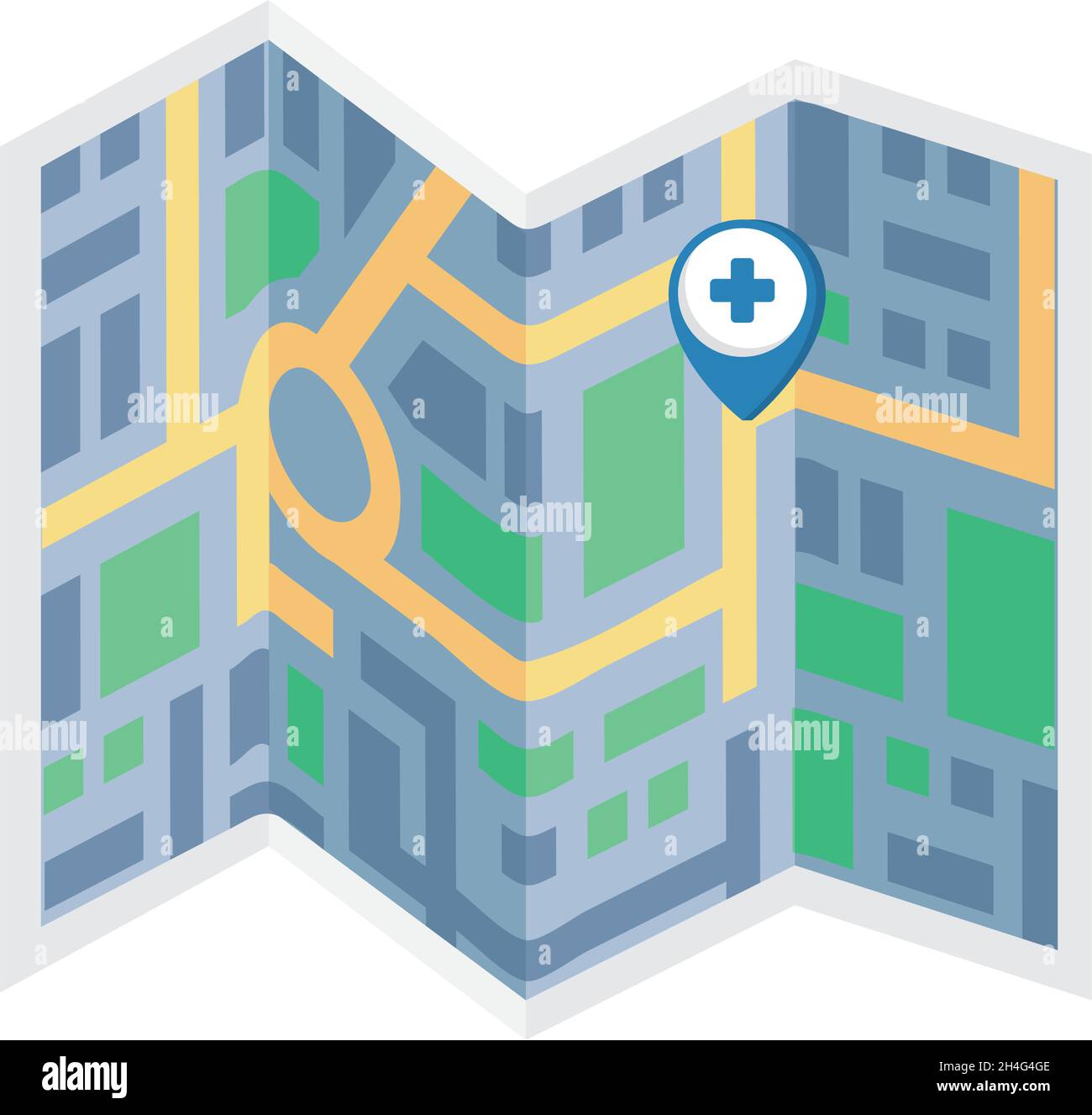 paper map with hospital Stock Vector Image & Art - Alamy