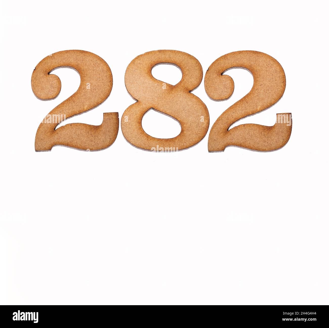 Number 282 in wood, isolated on white background Stock Photo - Alamy