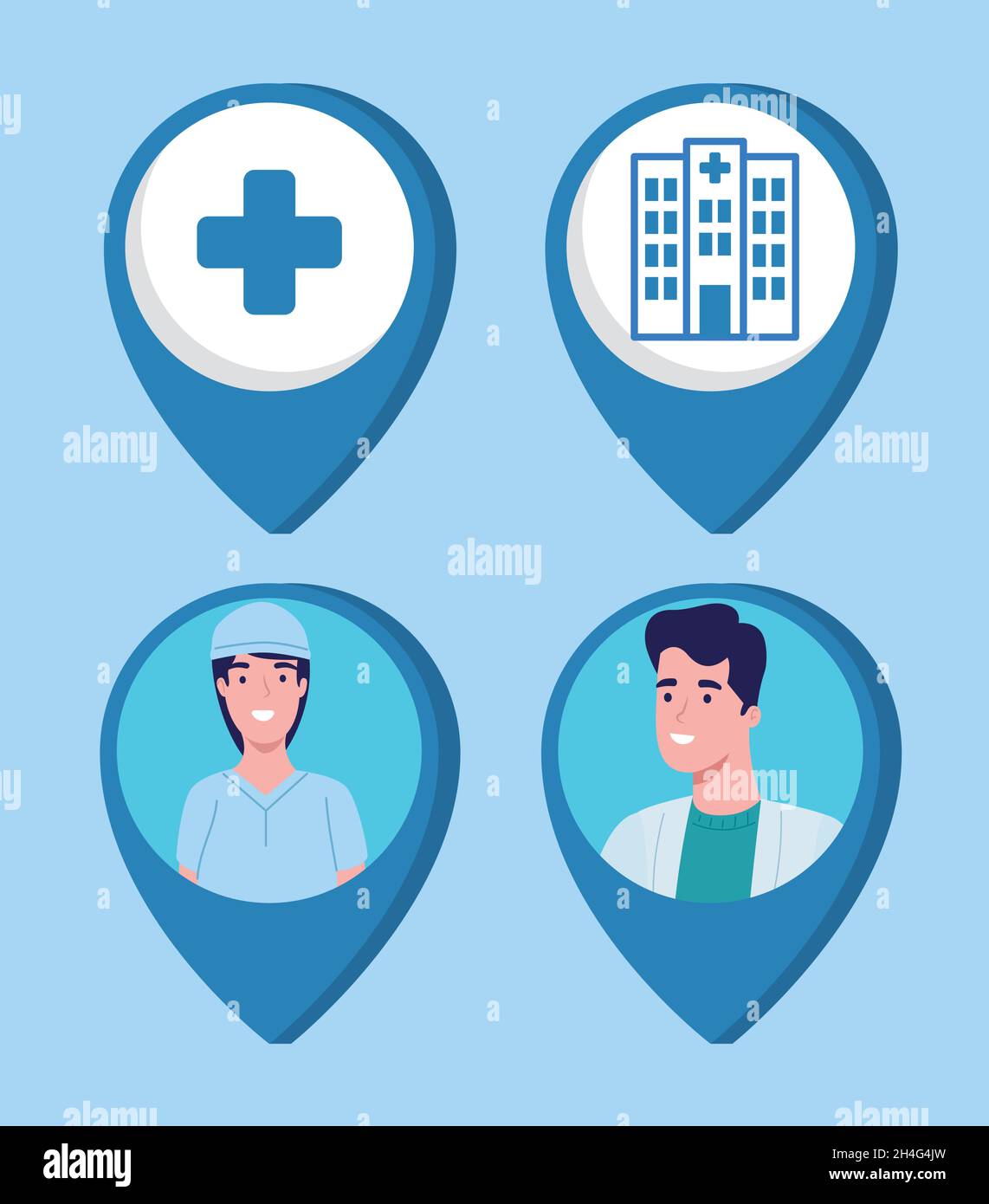 hospital map four icons Stock Vector Image & Art - Alamy