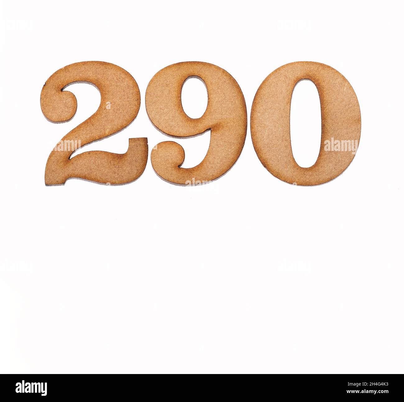 Number 290 in wood, isolated on white background Stock Photo - Alamy