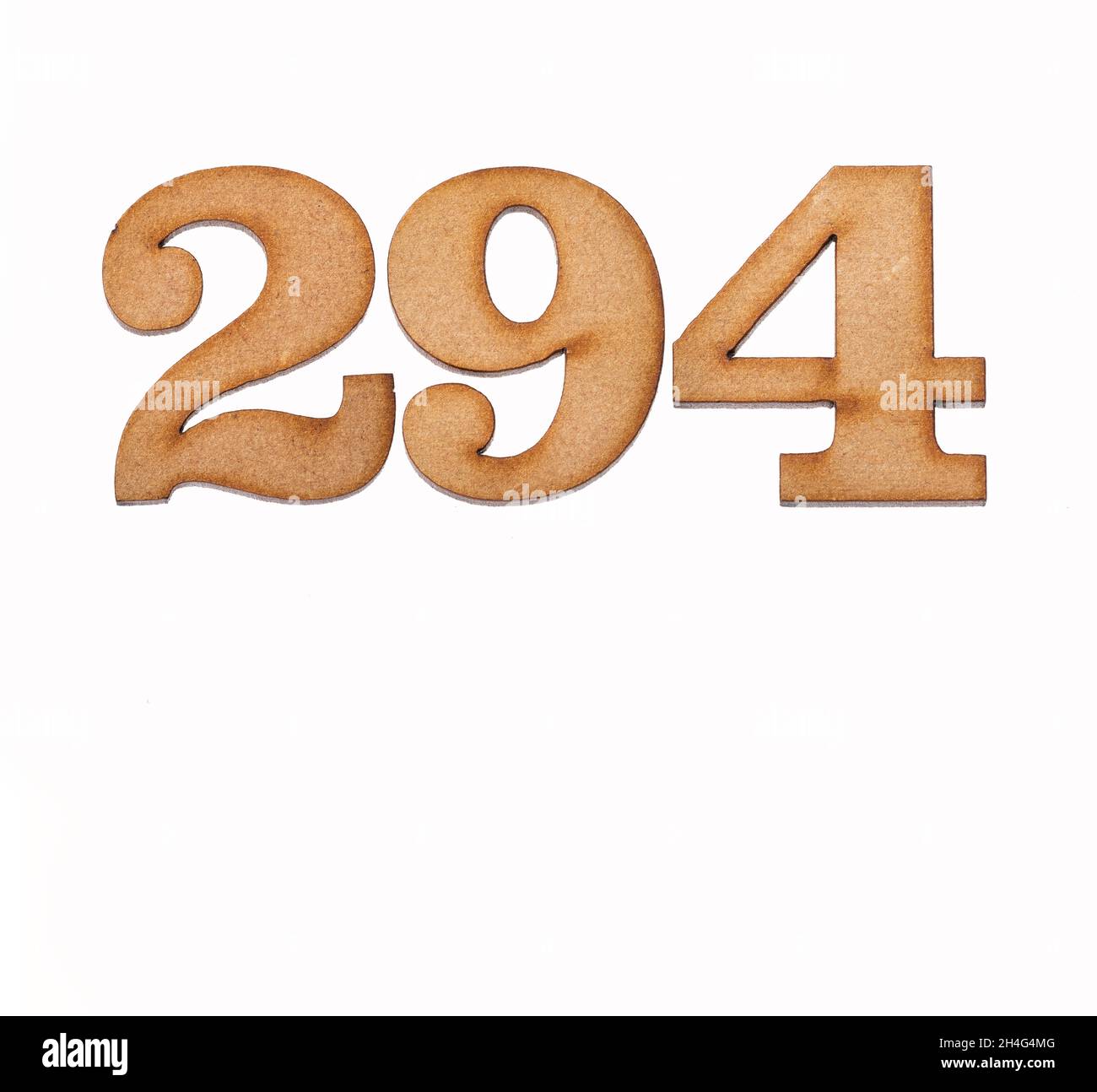 Number 294 in wood, isolated on white background Stock Photo - Alamy