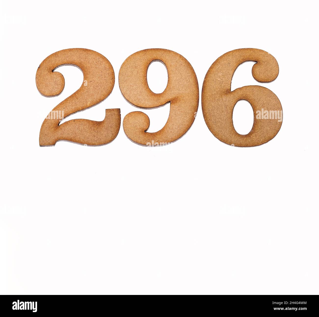 Number 296 in wood, isolated on white background Stock Photo - Alamy