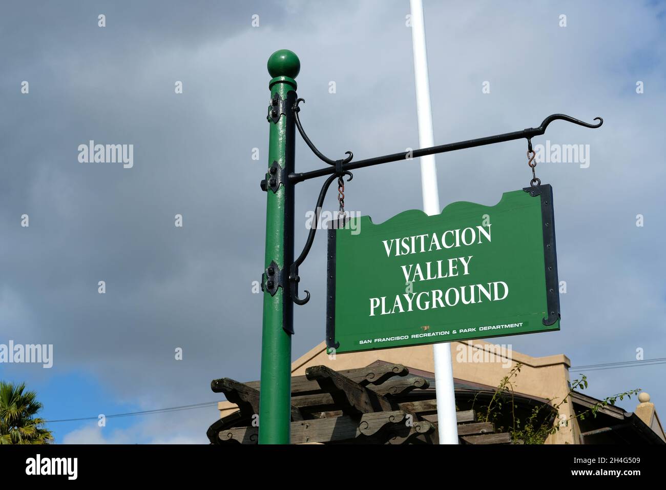 Sign at Visitacion Valley Playground, in the San Francisco, California ...